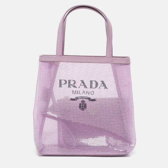 Prada | Bags | Prada Lilac Mesh Nylon And Sequin Small Lily Tote | Poshmark